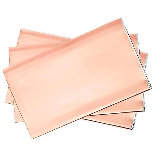 Sparkle and Bash 3 Pack Rose Gold Plastic Tablecloth, Metallic Table Cover Disposable for Pink Birthday Parties, Gender Reveal, Bridal Shower Decorations (54 x 108 in)