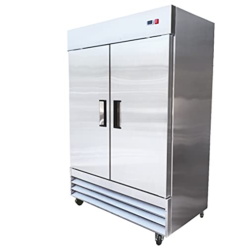 Commercial Refrigerator 2 doors Stainless Steel Solid 54" Width, Capacity 43Cuft, 110V for Restaurant Kitchen Cooler Fridge all32dup1