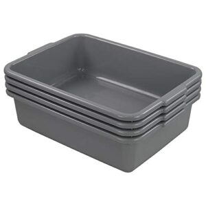 farmoon 13l commercial bus tub, grey wash basin tote box, 4 packs