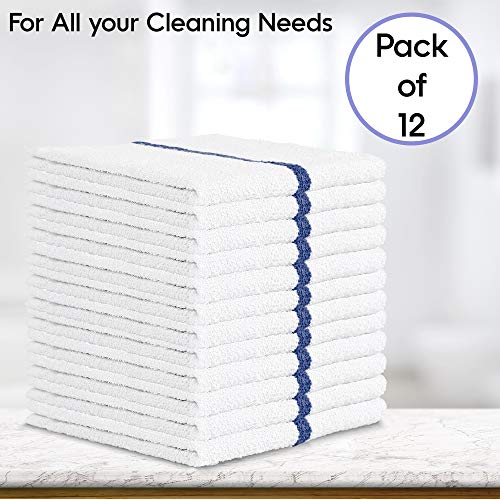 Nabob Wipers Kitchen Bar Mop Towels 12 Pack - 100% Cotton - Size 14x17 - Perfect for Your Home, Kitchen, Bathroom, Bars, Restaurants & Auto - Super Absorbent