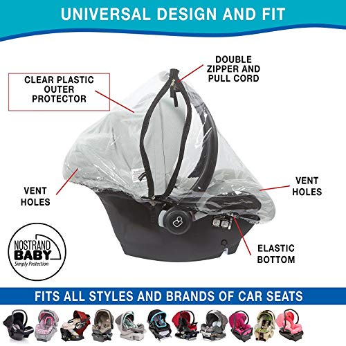 Universal Baby Car Seat Rain Cover, fits Stroller, Easy Access Zipper, Protect Child Travel