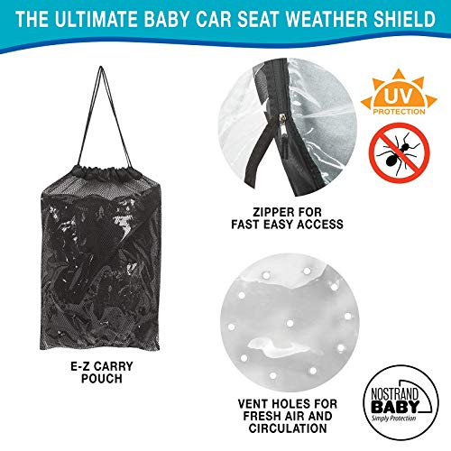 Universal Baby Car Seat Rain Cover, fits Stroller, Easy Access Zipper, Protect Child Travel