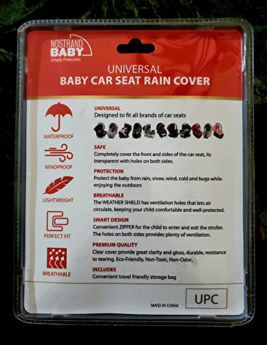 Universal Baby Car Seat Rain Cover, fits Stroller, Easy Access Zipper, Protect Child Travel