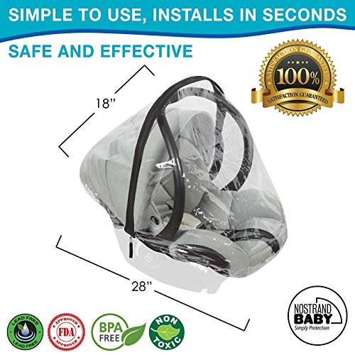 Universal Baby Car Seat Rain Cover, fits Stroller, Easy Access Zipper, Protect Child Travel