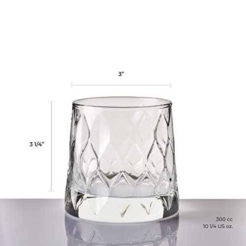 Pasabahce Premium Whiskey Glasses Set Of 4 - Exclusive Cocktail, Scotch, Bourbon, Liquor, Rum Glasses - Old Fashioned Glasses - 10.25 Oz Drinking Glasses - Perfect for Parties, Gifts