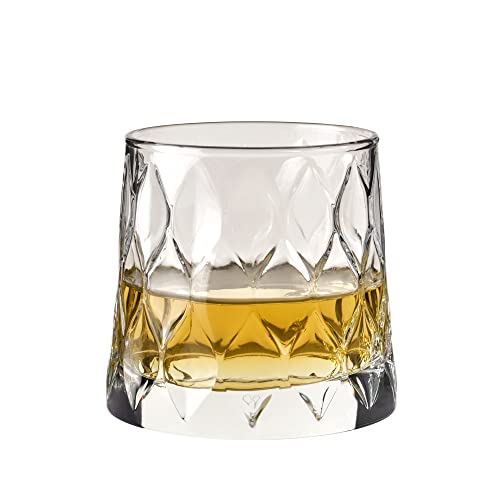 Pasabahce Premium Whiskey Glasses Set Of 4 - Exclusive Cocktail, Scotch, Bourbon, Liquor, Rum Glasses - Old Fashioned Glasses - 10.25 Oz Drinking Glasses - Perfect for Parties, Gifts