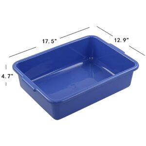 Easymanie 13 L Commercial Bus Tubs Box, 4 Packs Plastic Dishpan Wash Basin, Blue