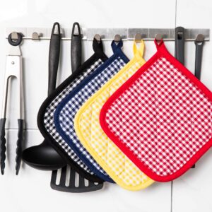 5 PCS Pot Holders for Kitchen, Cotton Potholers with Great Heat Resistance, Hot Pads, Trivets for Cooking and Baking Black