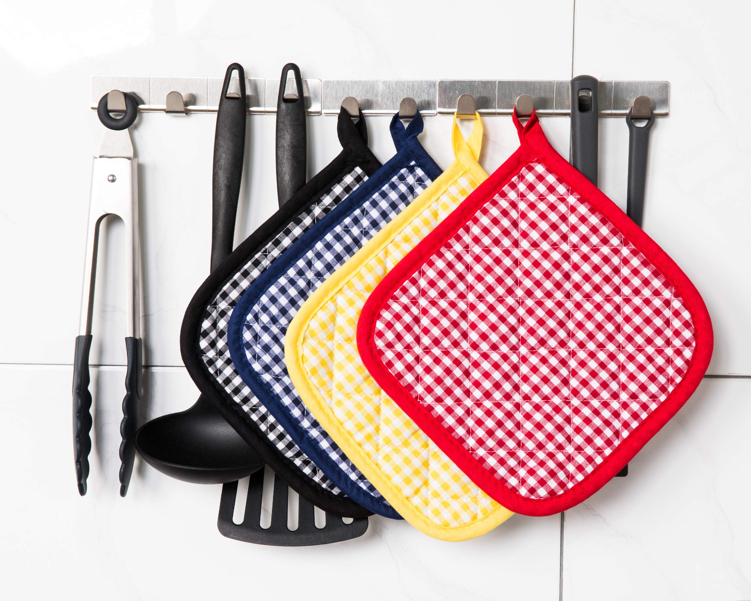 5 PCS Pot Holders for Kitchen, Cotton Potholers with Great Heat Resistance, Hot Pads, Trivets for Cooking and Baking Black