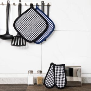 5 PCS Pot Holders for Kitchen, Cotton Potholers with Great Heat Resistance, Hot Pads, Trivets for Cooking and Baking Black