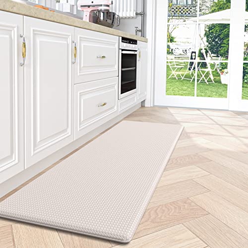 DEXI Kitchen Mat Cushioned Anti Fatigue Comfort Mat, Non Slip Memory Foam Kitchen Mats for Floor, Waterproof Kitchen Runner Rugs for Sink, 17x47 Inch, Wheat