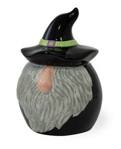 boston international halloween ceramic snack jar with lid, 5.5 x 8.5-inches, wizard gnome