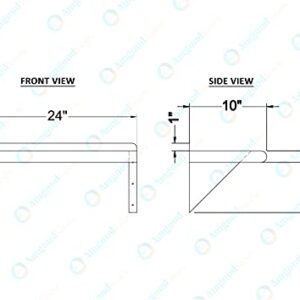 AmGood 10" X 24" Stainless Steel Wall Shelf | Metal Shelving | Garage, Laundry, Storage, Utility Room | Restaurant, Commercial Kitchen | NSF