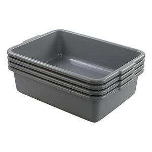 rinboat 13 l plastic commercial bus tubs, grey plastic dishwashing tub, 4 packs