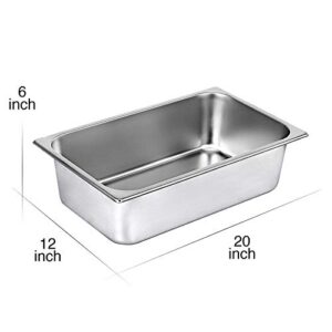 HVUE Upgrade Set of 6 Hotel Pan 6 inch Deep Steam Table Pan Full Size 20x12x6 Inch Stainless Steel Anti Jam Steam Table Pan Hotel Pan for Hotels Restaurant(6 PCS 20x12x6in)