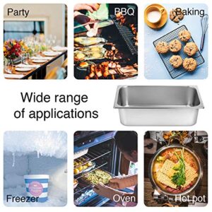 HVUE Upgrade Set of 6 Hotel Pan 6 inch Deep Steam Table Pan Full Size 20x12x6 Inch Stainless Steel Anti Jam Steam Table Pan Hotel Pan for Hotels Restaurant(6 PCS 20x12x6in)