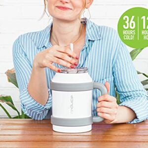 Reduce 50 oz Mug Tumbler with Handle and Straw - Stainless Steel with Sip-It-Your-Way Lid - Keeps Water Cold up to 36 Hours - Sweat Proof, Dishwasher Safe, BPA Free - Glacier, Opaque Gloss