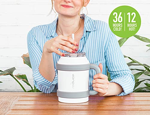 Reduce 50 oz Mug Tumbler with Handle and Straw - Stainless Steel with Sip-It-Your-Way Lid - Keeps Water Cold up to 36 Hours - Sweat Proof, Dishwasher Safe, BPA Free - Glacier, Opaque Gloss