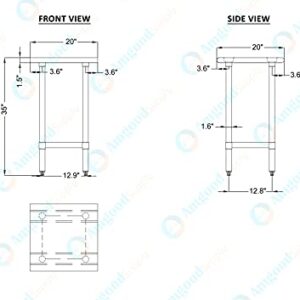 20" X 20" Stainless Steel Work Table | Metal Food Prep Table | NSF | for Home & Business