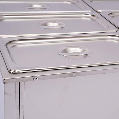 6-Pan Countertop Food Warmer Electric Steam Table For Buffet Commercial Stainless Steel Buffet Steam With 6 Stainless Steel Covers 110V 850W 7L Large Capacity (6 Pan/7L)