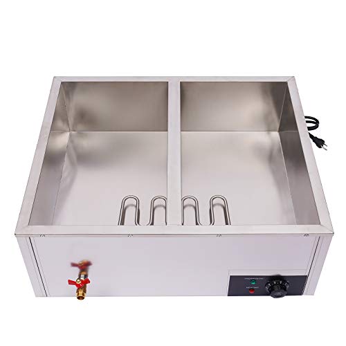 6-Pan Countertop Food Warmer Electric Steam Table For Buffet Commercial Stainless Steel Buffet Steam With 6 Stainless Steel Covers 110V 850W 7L Large Capacity (6 Pan/7L)