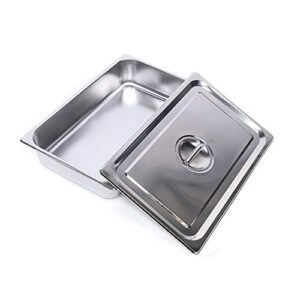 loyalheartdy 4pack 4" deep full size table pan, stainless steel hotel pan steam table pan with lids anti-jam hotel food pans