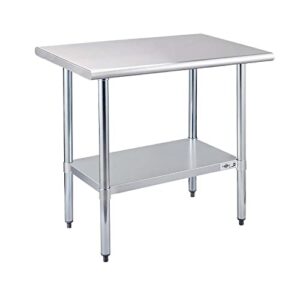 profeeshaw stainless steel prep table nsf commercial work table with undershelf for kitchen restaurant 24×36 inch