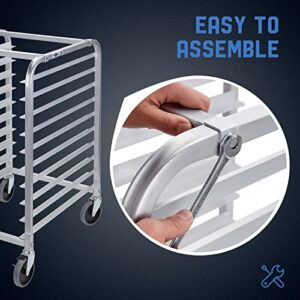 Profeeshaw Bun Pan Bakery Rack 10 Tier with Wheels, Aluminum Racking Trolley Storage for Half or Full Sheets