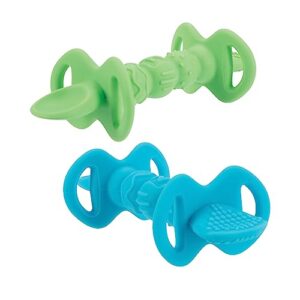 nuby dipeez 2 in 1 silicone spoons/dipper, 2pk, blue/green