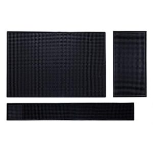 imiyoku bar mat set of 3 rubber bar service spill mat for cocktail bartender coffee bar or countertop mats glass drying mat (black, 18" x 12"+23" x 3"+12" x 6")