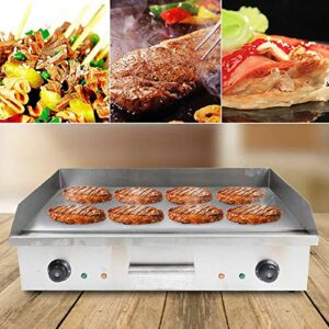 Commercial Flat Top Grill 4400W Electric Countertop Griddle Adjustable Temperature Control Food Griddle Stainless Steel Restaurant Teppanyaki Grill Adjustable Temperature from 50°c to 300°c