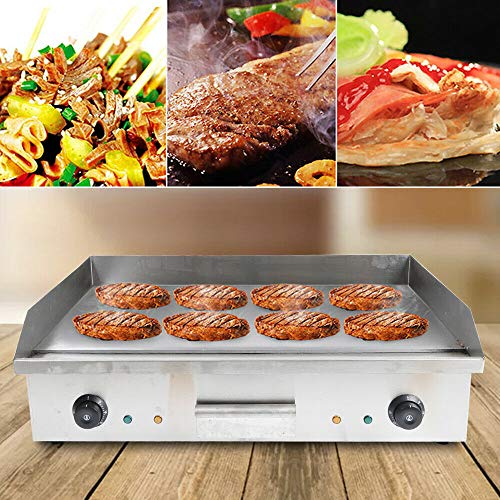 Commercial Flat Top Grill 4400W Electric Countertop Griddle Adjustable Temperature Control Food Griddle Stainless Steel Restaurant Teppanyaki Grill Adjustable Temperature from 50°c to 300°c