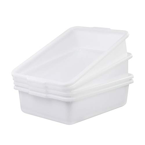 AnnkkyUS 4-Pack 13 Liter Commercial Bus Tubs, White Plastic Wash Basin Bus Tote