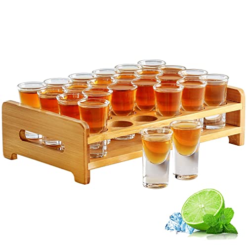 Shot Glass Set 0.5oz/15ml 24pcs Clear Shot Glass Holder Set Mini Shot Glass Perfect for Party, Bar, Club, Cocktail (24pcs)