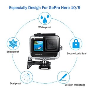 FINEST+ 60M Waterproof Housing Case for GoPro Hero 11/Hero 10/Hero 9 Black Diving Protective Housing Shell with Bracket Accessories for Go Pro Hero11/10/9 Black Action Camera