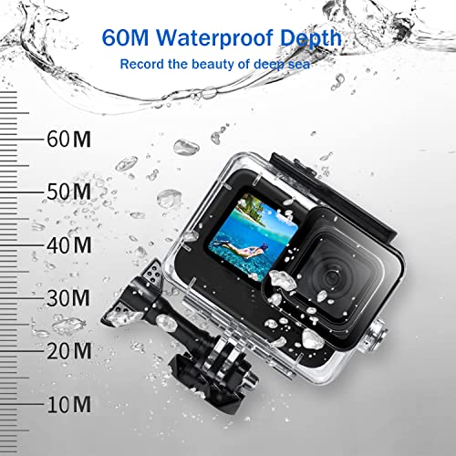 FINEST+ 60M Waterproof Housing Case for GoPro Hero 11/Hero 10/Hero 9 Black Diving Protective Housing Shell with Bracket Accessories for Go Pro Hero11/10/9 Black Action Camera