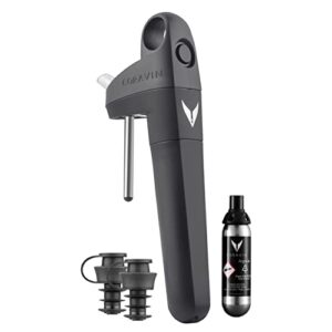 coravin pivot wine preservation system - preserve wine for 4 weeks - includes the pivot system, 1 capsule, 2 wine bottle stoppers & 1 bottle sleeve - by-the-glass wine saver system - black