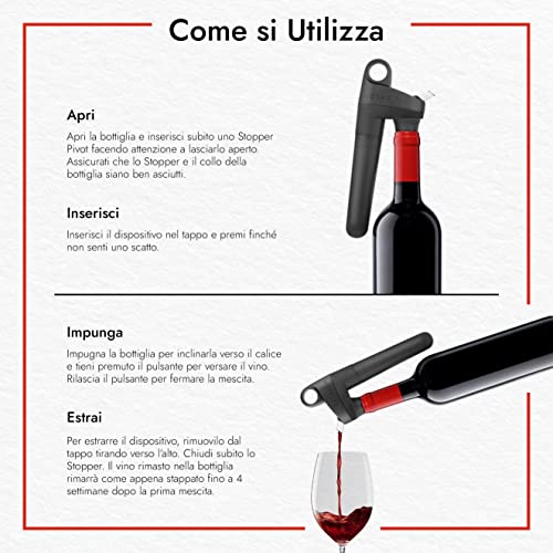 Coravin Pivot Wine Preservation System - Preserve Wine for 4 Weeks - Includes the Pivot System, 1 Capsule, 2 Wine Bottle Stoppers & 1 Bottle Sleeve - By-the-Glass Wine Saver System - Black