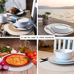 YIGEYIGE Round Placemats Set of 4, The Place Mats is Suitable for Holiday Parties, Family Gatherings and Daily Use,14.2'' (Coffee, 4)