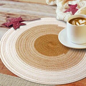 YIGEYIGE Round Placemats Set of 4, The Place Mats is Suitable for Holiday Parties, Family Gatherings and Daily Use,14.2'' (Coffee, 4)