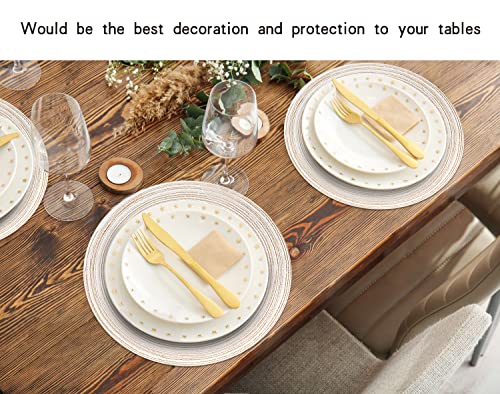 YIGEYIGE Round Placemats Set of 4, The Place Mats is Suitable for Holiday Parties, Family Gatherings and Daily Use,14.2'' (Coffee, 4)