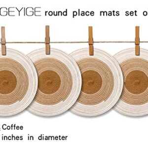 YIGEYIGE Round Placemats Set of 4, The Place Mats is Suitable for Holiday Parties, Family Gatherings and Daily Use,14.2'' (Coffee, 4)