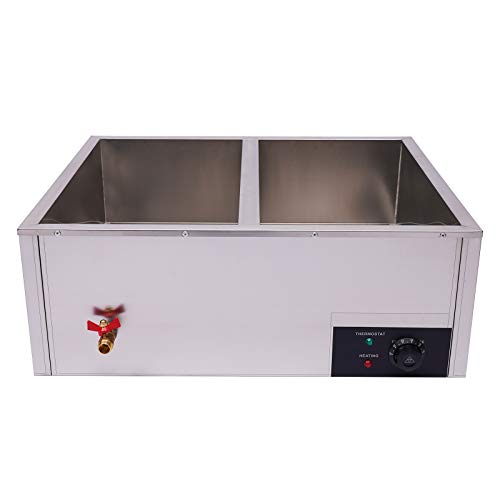 Commercial Food Warmer Steamer, 6-Pan 1.84Gal Stainless Steel Electric Countertop Bain Marie Buffet Steam Table with Covers for Restaurants and Catering