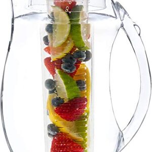 Large Fruit Infuser Water Pitcher (2.9 Quart / 93 Oz) – Shatterproof Acrylic Infusion Jug for Iced Tea, Juice, Beverages, Water, Lemon, Fruit & Herbs – BPA Free