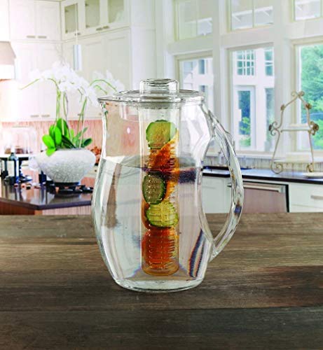 Large Fruit Infuser Water Pitcher (2.9 Quart / 93 Oz) – Shatterproof Acrylic Infusion Jug for Iced Tea, Juice, Beverages, Water, Lemon, Fruit & Herbs – BPA Free