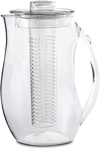 Large Fruit Infuser Water Pitcher (2.9 Quart / 93 Oz) – Shatterproof Acrylic Infusion Jug for Iced Tea, Juice, Beverages, Water, Lemon, Fruit & Herbs – BPA Free