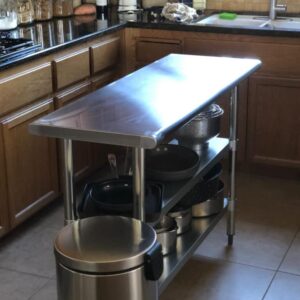 AmGood Stainless Steel Work Table with 2 Shelves and Casters | Metal Utility Table On Wheels (Stainless Steel Work Table with 2 Shelves + Casters, 36" Long x 18" Deep)