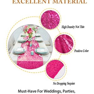 Hot Pink Table Runner Sequin Table Runner Fuchsia 12"x72" Fall Coffee Table Runner Christmas Table Overlay Rustic Banquet Table Cover Decorative Table Runner for Party Fall Dining Table Runner