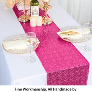 Hot Pink Table Runner Sequin Table Runner Fuchsia 12"x72" Fall Coffee Table Runner Christmas Table Overlay Rustic Banquet Table Cover Decorative Table Runner for Party Fall Dining Table Runner