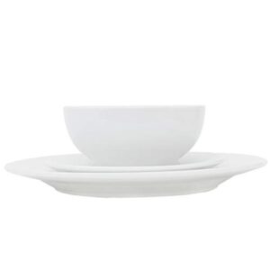 SUPER DEAL Round 18-Piece White Kitchen Dinnerware Set, Service for 6, Plates and Bowls – Microwave, Oven and Dishwasher Safe